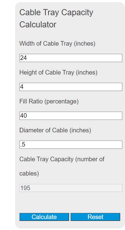 Cable Tray Capacity Calculator Calculator Academy