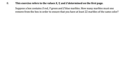 solved 8 this exercise refers to the values x y and z