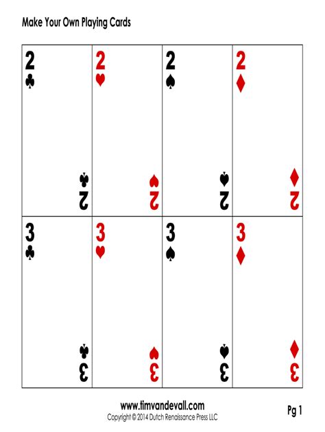 Free Playing Card Template For Word