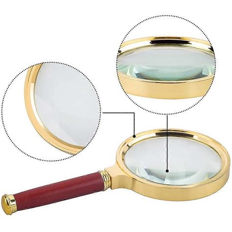 Antique Mahogany Handle Handheld Magnifier 10x Reading Magnifying