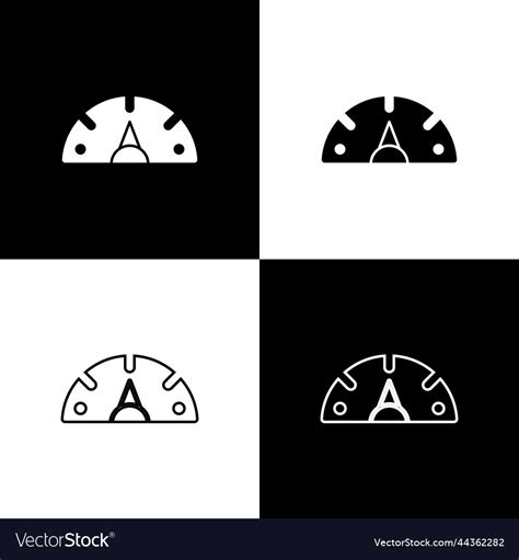 Set Speedometer Icon Isolated On Black And White Vector Image