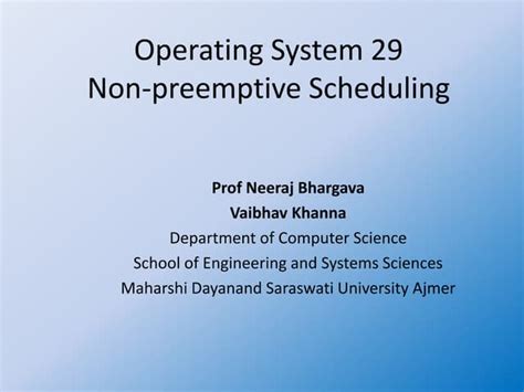 Operating System 29 Non Preemptive Scheduling Ppt