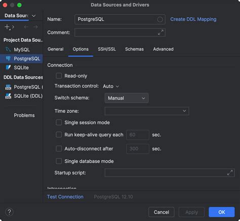 Data Sources And Drivers Dialog Intellij Idea Documentation
