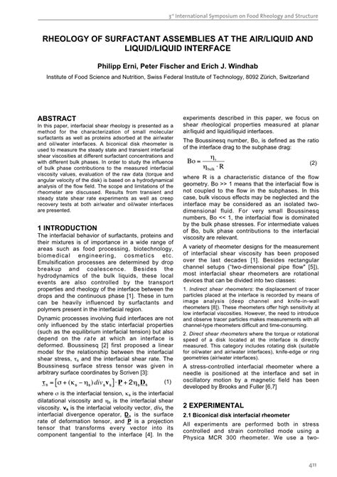 Pdf Rheology Of Surfactant Assemblies At The Airliquid And Liquid
