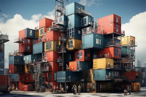 Premium Photo Concept Arrangement Of Shipping Containers