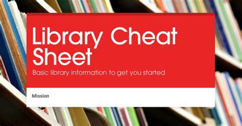 Library Cheat Sheet Smore Newsletters