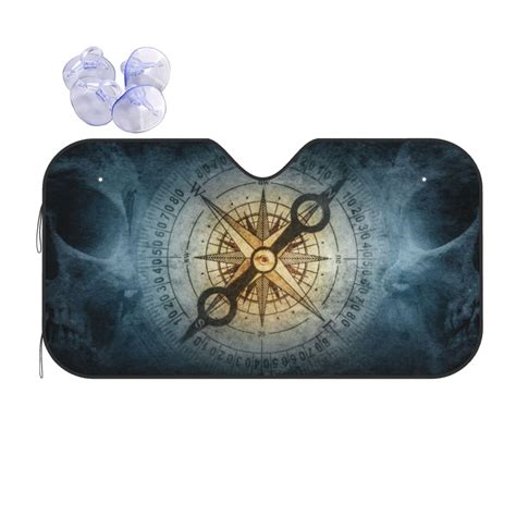 Tebeau Vintage Compass Print Foldable Car Windshield Sun Shades Universal Fit Keep Your Vehicle