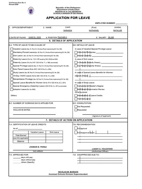 New Application For Leave Form March 2023 Pdf