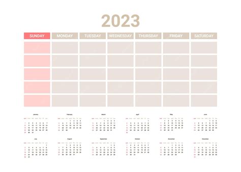 Premium Vector Planner English Calendar Of 2023 Year Template Daily Schedule Weekly Organizer