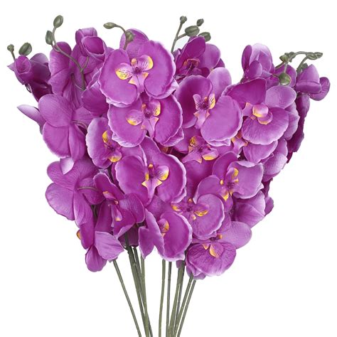 Unique Bargains 12 Pcs Artificial Phalaenopsis Flowers With Stem Real