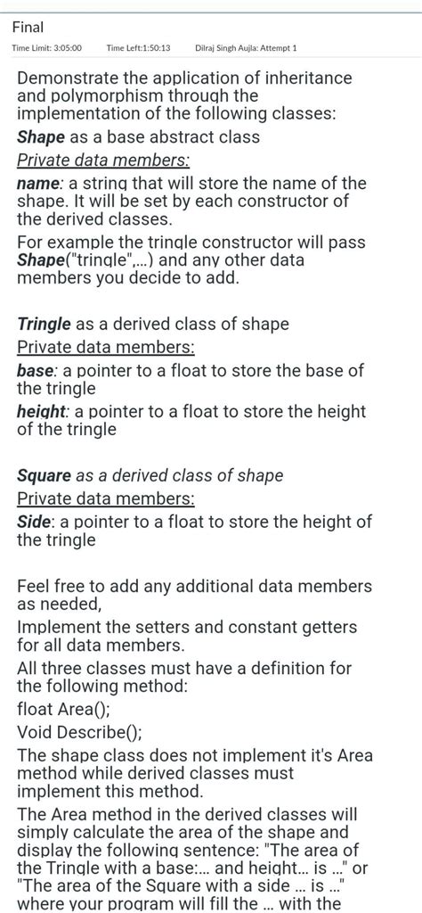 Solved Demonstrate The Application Of Inheritance And Chegg