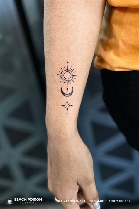 Minimalist Sun And Moon Tattoo