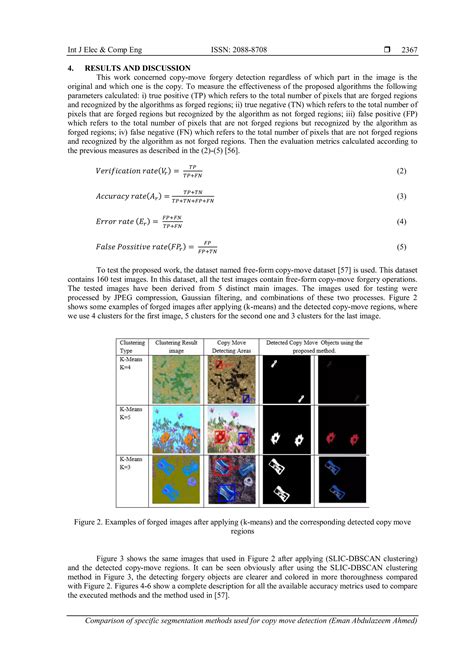 comparison of specific segmentation methods used for copy move