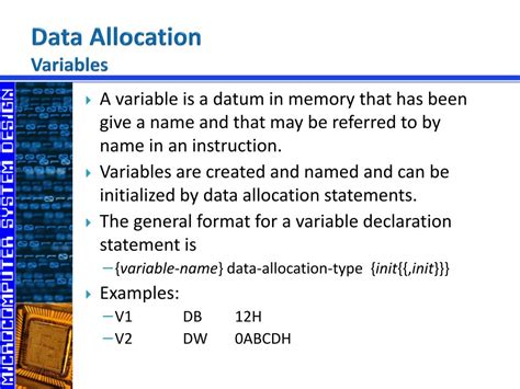 Ppt The 8086 Assembly Programming Data Allocation And Addressing Modes