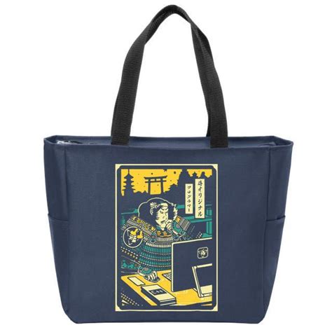 Programmer Samurai Warrior Computer Zip Tote Bag Teeshirtpalace