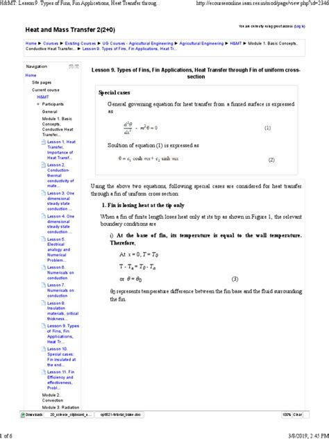 Handmt Lesson 9 Types Of Fins Fin Applications Heat Transfer Through Fin Of Uniform Cross