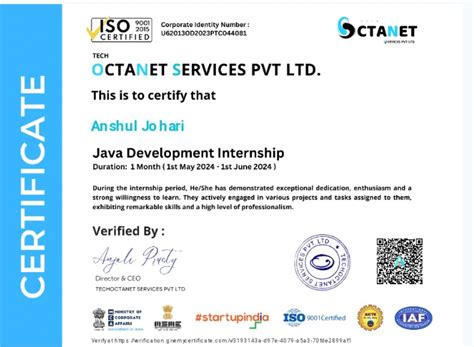 Internship Javadevelopment Octanet Itindustry Learningexperience