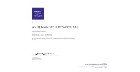Anuj Devasthali On Linkedin Completion Certificate For Command Line In