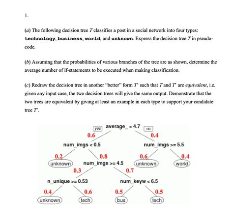 solved 1 a the following decision tree t classifies a