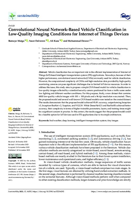Pdf Convolutional Neural Network Based Vehicle Classification In Low