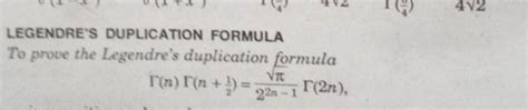 legendre s duplication formula to prove the legendre s duplication formul