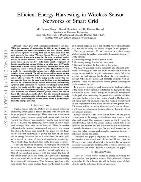 Pdf Efficient Energy Harvesting In Wireless Sensor Networks Of Smart Grid