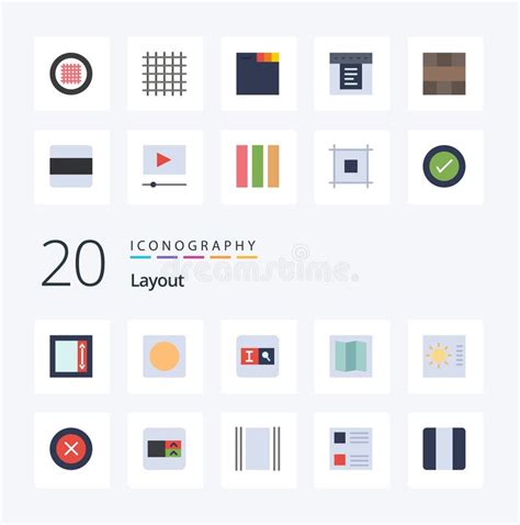 20 Layout Flat Color Icon Pack Like Line Grid Search Layout Control
