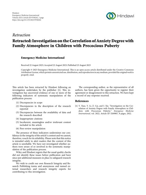 Pdf Retracted Investigation On The Correlation Of Anxiety Degree