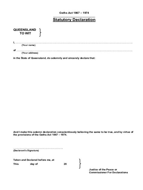 2004 2025 Form Au Statutory Declaration Queensland Fill Online