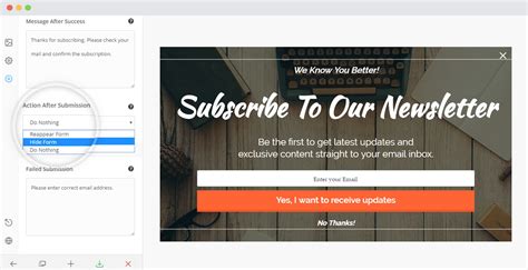 How Can I Change The Form Action After Successful Submission Hide Form Reappear Or Do