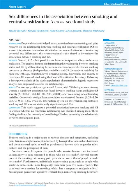 Pdf Sex Differences In The Association Between Smoking And Central