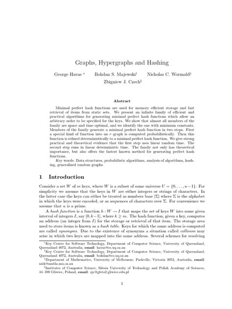 1994 Graphs Hypergraphs And Hashing Download Free Pdf Vertex