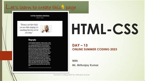 Create Biography Page Using Html Css Youtube