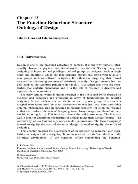 The Function Behaviour Structure Ontology Of Design Pdf