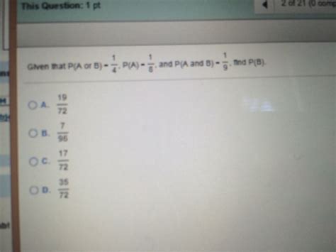 Solved Given That P A Or B P A And P A And Chegg Com
