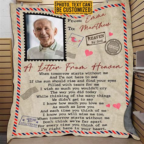 Custom Photo Airmail A Letter From Heaven In Loving Memory Fleece