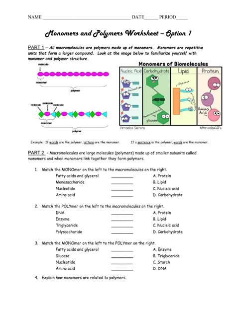 Macromolecule Chart 2 Pdf