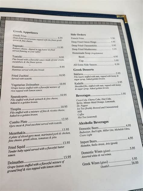 Menu At Olympic Flame Restaurant Des Moines