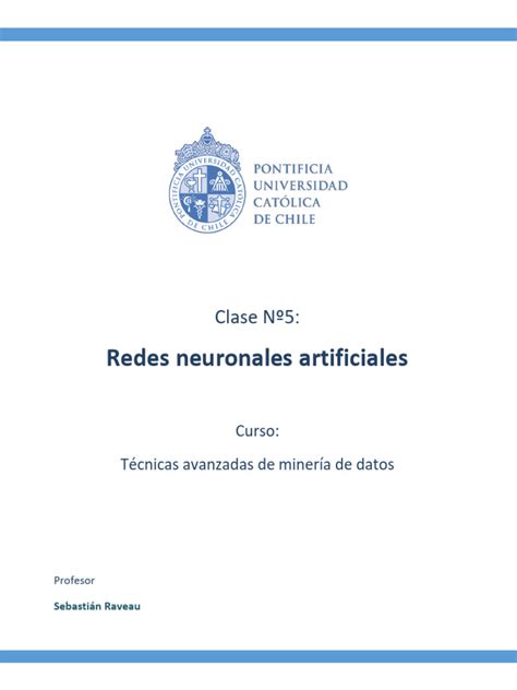 Clase 5 Redes Neuronales Pdf Red Neuronal Artificial Neurona