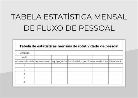 Planilhas Tabela Estatística Mensal De Fluxo De Pessoal Excel E Edição On Line De Planilhas Do