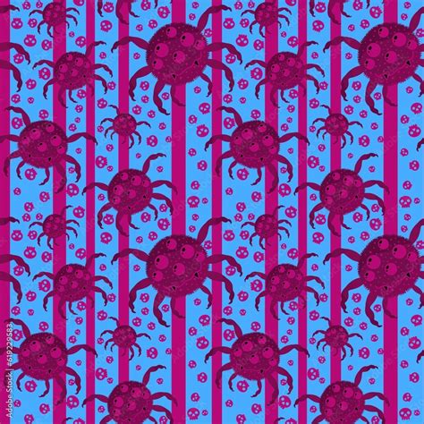 Cartoon Monsters Seamless Halloween Spider Pattern For Wallpaper And Fabrics And Textiles And