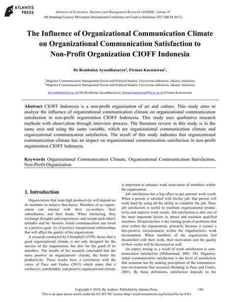 Pdf The Influence Of Organizational Communication Climate On Organizational Communication