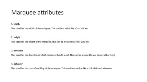 HTML Elements Marquee Tag And Basic Elements PPT
