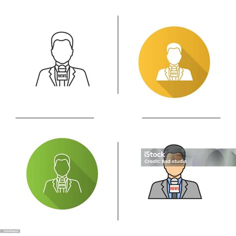 Tv 발표자 아이콘 그림자에 대한 스톡 벡터 아트 및 기타 이미지 그림자 긴 뉴스 캐스터 Istock