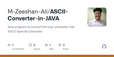 GitHub M Zeeshan Ali ASCII Converter In JAVA Java Program To Convert The User Character Into