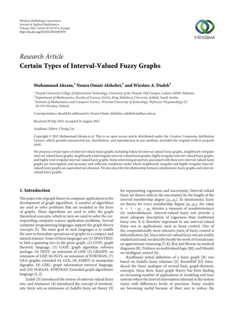 Pdf Certain Types Of Interval Valued Fuzzy Graphs