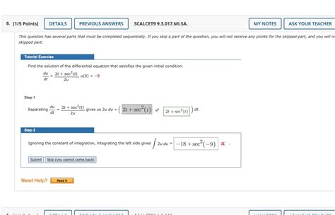 Solved Points DETAILS PREVIOUS ANSWERS SCALCET Chegg Com