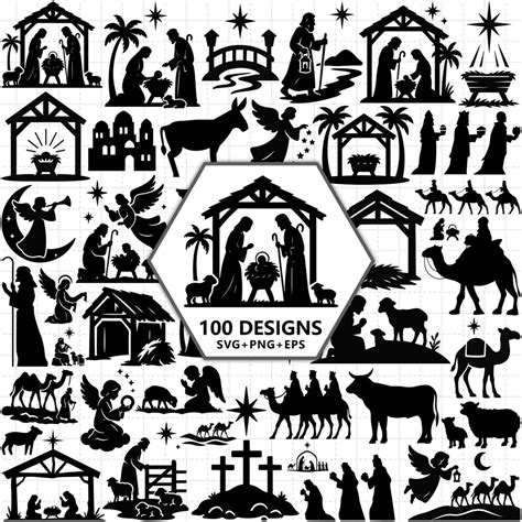 99 Nativity Scene Svg Nativity Svg Bundle Nativity Scene Clipart