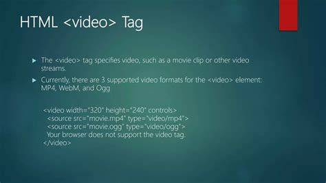 Fybsc It Web Programming Unit Ii Audio Video In Html Pptx
