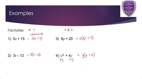 266 Year 8 Scheme 1 Algebra Factorising Youtube